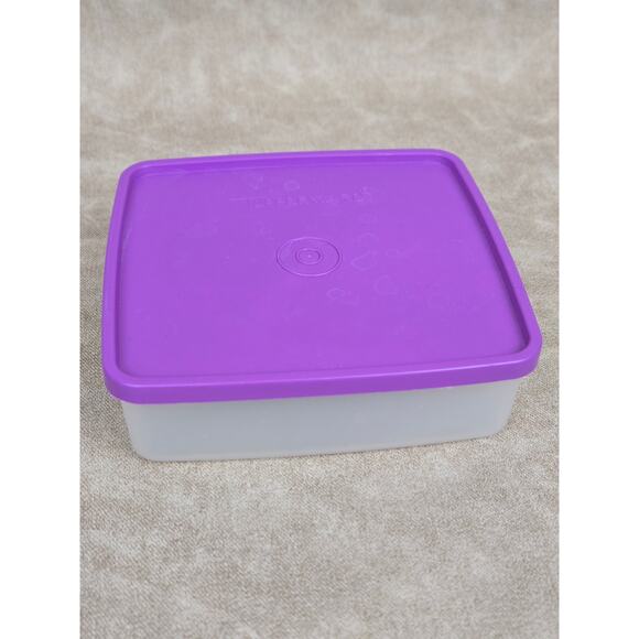 Tupperware | Kitchen | Tupperware Square Container With Purple Lid ...